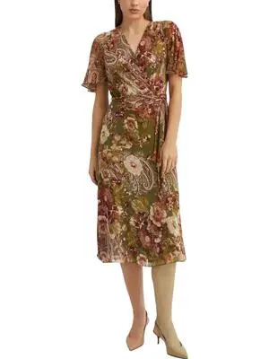 Ralph Lauren Floral-print Wrap Midi Dress - Green