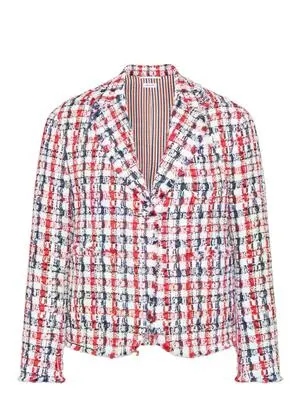 Thom Browne Gingham-check Tweed Jacket - Red