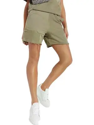 SEROYA Dax Frayed Hem Shorts - Green