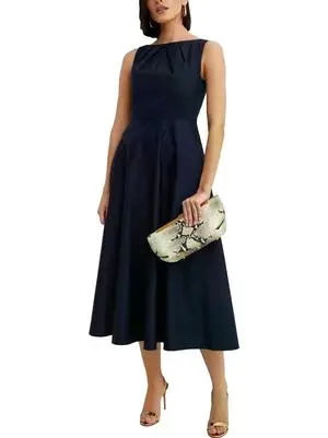 Roland Mouret Boat-neck Midi Dress - Blue