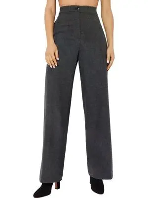 YVES SALOMON Buttoned Wide-leg Trousers - Grey