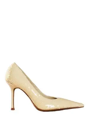 Jeffrey Campbell Risk Sequin Heels - Beige