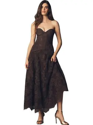V. CHAPMAN Carolena Strapless Top And Maxi Skirt Set - Chocolate