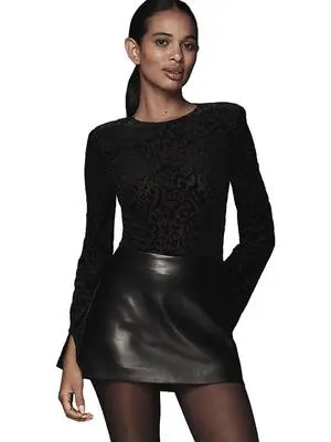 Avec Les Filles Long-sleeve Open-back Bodysuit - Black