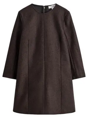 Cos Long-Sleeved Wool Mini Dress Brown