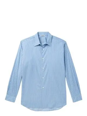 Auralee Sim-fit Striped Cotton And Silk-blend Twill Shirt - Blue