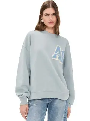 ANINE BING Miles Oversized Letterman Sweatshirt - Pastel Blue