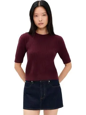 FRAME The Ladder Pointelle Cashmere Sweater - Cabernet