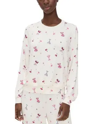 Z Supply Martini Print Long Sleeve Top - Vanilla Ice