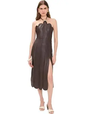 Azulu Leonor Faux Leather Dress - Espresso