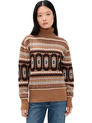 ALIGNE Christine Fair Isle Sweater - Brown