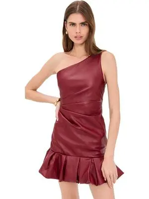 Azulu Sydney Faux Leather Mini Dress - Burgundy