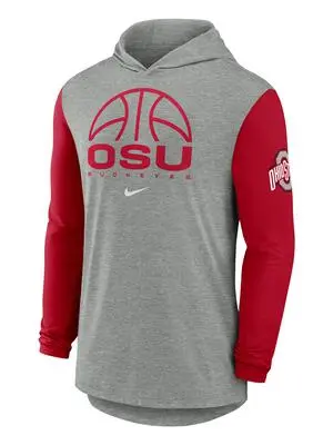 Nike Ohio State Basketball Dri-fit College Long-sleeve Hooded T-shirt - Grey