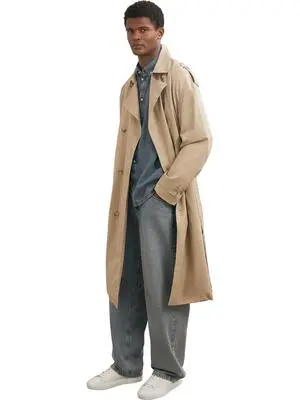 LES DEUX Cotton Trench Coat - Dark Sand