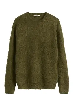 Auralee Mohair Knit Pullover - Olive