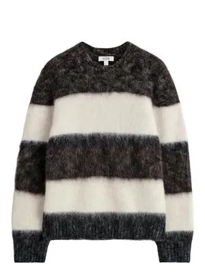 Cos Color-block Mohair Crew-neck Sweater - Navy