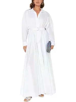 Norma Kamali Boyfriend Belted Maxi Shirt Dress - White