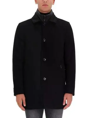 MOORER Padded Wool Blend Coat - Black