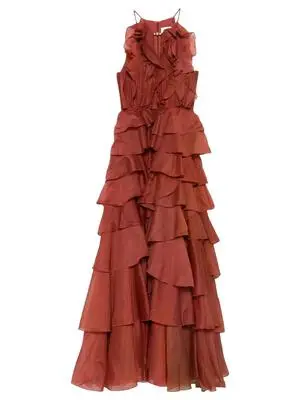 Aje Cleo Ruffled Tiered Maxi Dress - Orange