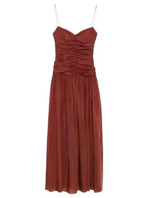 Matteau Gathered Drop Waist Maxi Dress - Brown