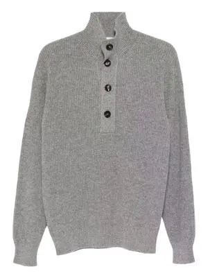 FILIPPO DE LAURENTIIS Buttoned Funnel-neck Sweater - Grey