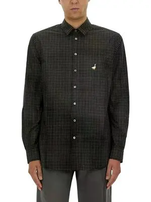 Moschino Checked-pattern Duck-detail Shirt - Black