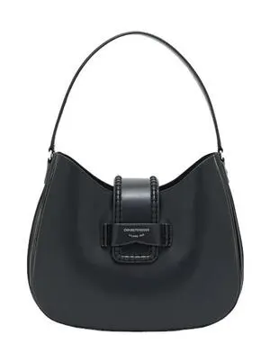 Emporio Armani Leather Hobo Shoulder Bag With Buckle - Black