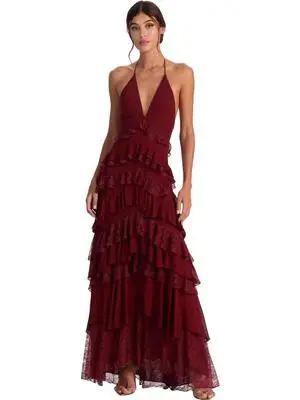 Alice + Olivia Liana Maxi Dress - Burgundy