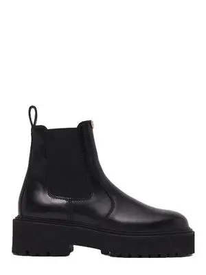 Maje Distressed Leather Chelsea Boots - Black