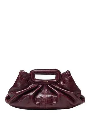 Maje Crackled Leather Milpli Mini Clutch - Burgundy