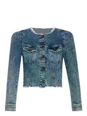 Retrofete Raw-cut Cropped Denim Jacket - Blue