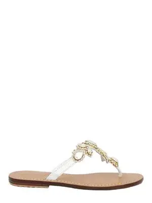 Mystique Crystal-embellished Leather Sandals - White
