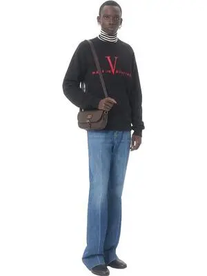 Valentino Garavani Cotton Crewneck Sweatshirt With Print - Black