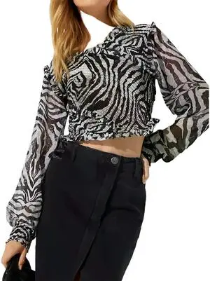 ONETEASPOON Zebra-pattern Blouse - Black