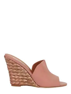 Paris Texas Raffia Wedge Sandals - Pink