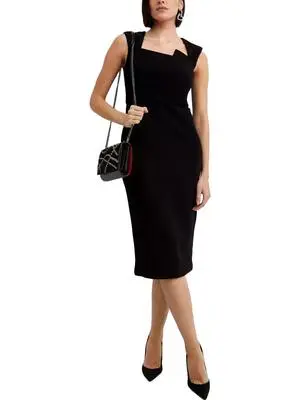 Roland Mouret Asymmetric-neck Open-shoulder Mini Dress - Black