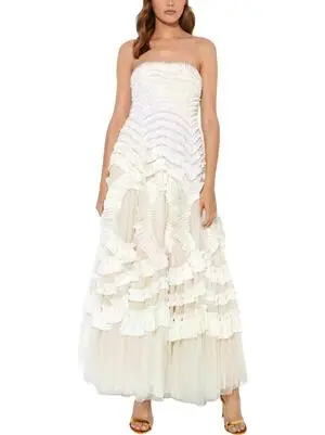 NEEDLE & THREAD Hyacinth Ruffled Gown - White