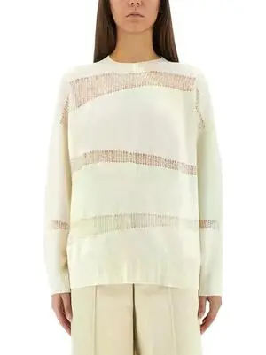 Fabiana Filippi Striped Knit Crew-neck Sweater - Neutrals