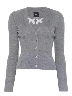 Pinko Ribbed Knit Button Cardigan - Grey
