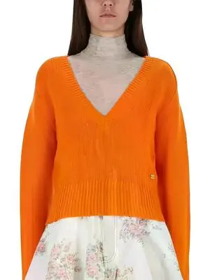 GANNI V-neck Cashmere Pullover - Orange