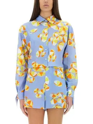 Moschino Printed Tie-sleeve Shirt - Blue