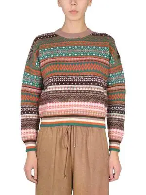 BALLANTYNE Patterned Long-sleeve Sweater - Brown