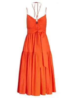 Ralph Lauren Belted Midi Dress - Orange