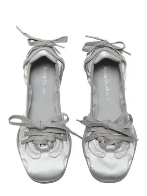 Acne Studios Lace-up Satin Ballerina Shoes - Light Grey