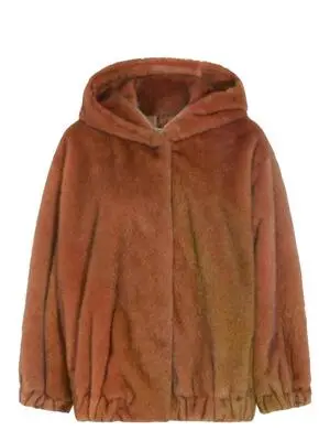 Antonelli Firenze Faux Fur Hooded Coat - Brown