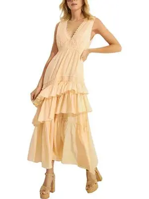 LoveShackFancy Jordie Ruffled Maxi Dress - Neutrals