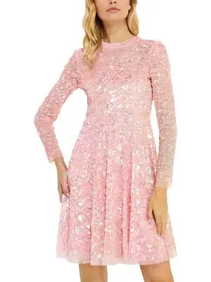 NEEDLE & THREAD Aurelia Sequin-embellished Mini Dress - Pink