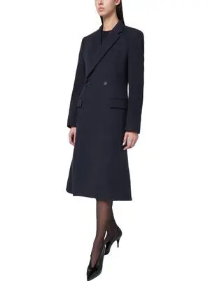 Balenciaga Midi Godet Wool Coat - Blue