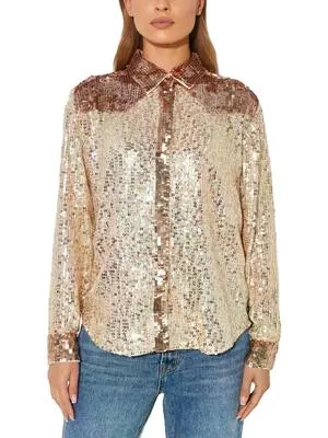 ONETEASPOON Sequin-embellished Button-down Shirt - Gold
