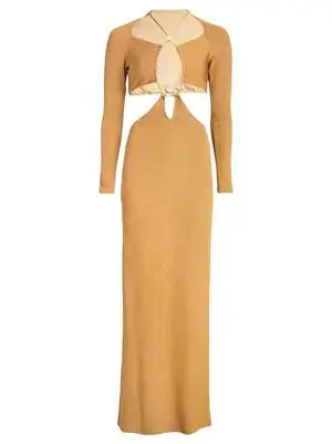 PatBO Embellished Cut-out Maxi Dress - Brown